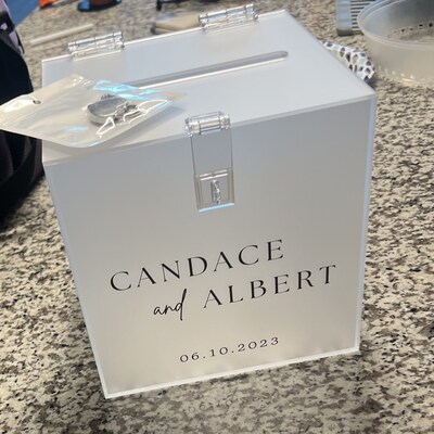 Personalized Name Card Box Wedding Acrylic Card Box With Lock and Key ...