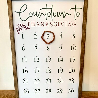 Countdown to Thanksgiving SVG, Cut File for Fall Sign, Thankful Digital ...