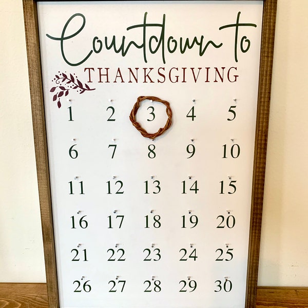 Countdown to Thanksgiving SVG, Cut File for Fall Sign, Thankful Digital ...