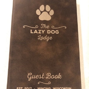 Personalized Leather Lodge Guest Book, Engraved Lined Journal ...