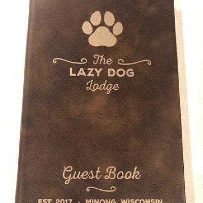 Personalized Leather Lodge Guest Book, Engraved Lined Journal ...