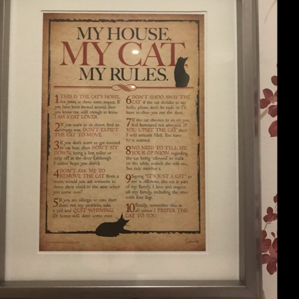 My House, My Cat, My Rules Digital Print for Cat Lovers **A4** - Etsy