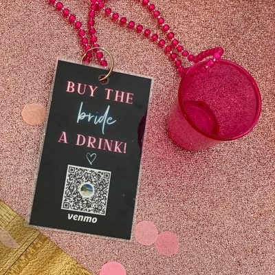 LOLA Neon Bachelorette Venmo Card, Blue and Pink Neon Bachelorette Cash ...