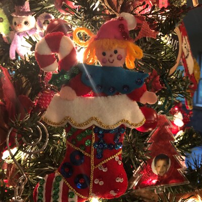 Vintage Bucilla Felt Sequin Christmas Stocking Singing Santa Carols ...