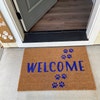 Welcome Paw Prints Doormat, Dog Foot Print, Pet Lover Welcome Mat ...
