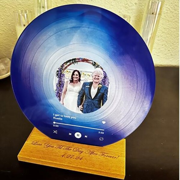 Personalized Vinyl Record With Photo Acrylic Song Plaque Anniversary ...