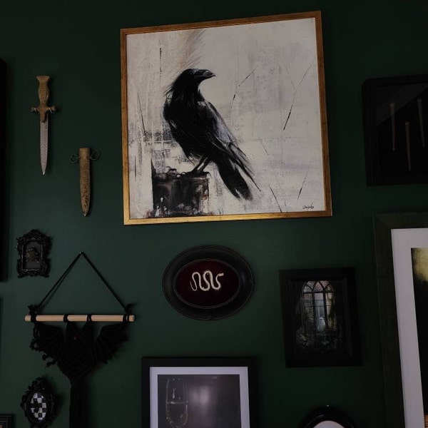 Black Raven,birds Wall Painting,acrylic Canvas Painting,raven Inspired ...