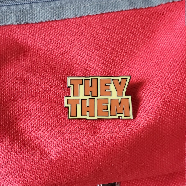 They Them Pronoun Pin Nonbinary Hard Enamel Pronoun Button in Bold ...