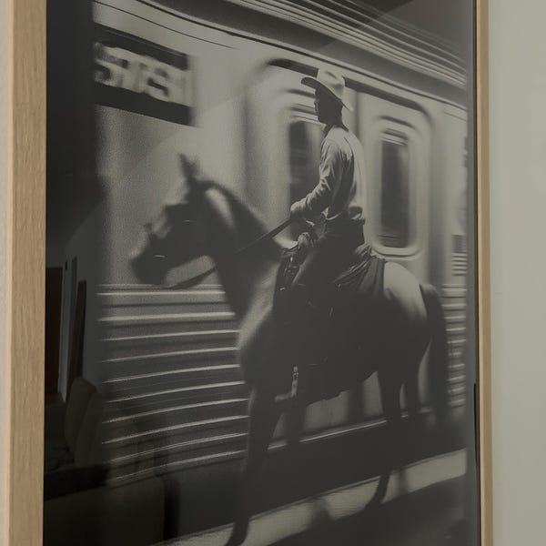 Vintage NYC Cowboy Subway Poster Wall Art, Black and White Western New ...