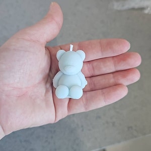 White Ribbon Bow X Mini Teddy Bear Candles in Clear Box no Labels ...