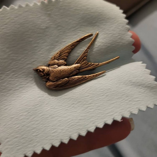 Brass Sparrow Bird Brooch Nature Pin Metal Lapel Bird Watcher Jewelry ...