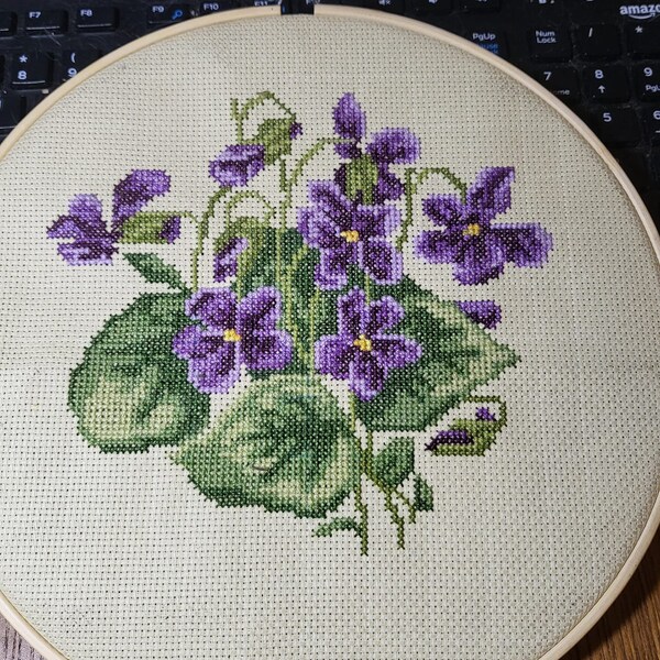Spring Flower Violets Cross Stitch Pattern Modern Embroidery Floral ...
