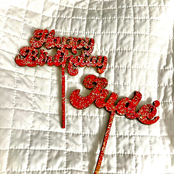 Personalized Cake Topper - Retro Style - Etsy