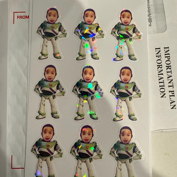 Toy Story Custom Face Stickers - Buzz Lightyear, Waterproof Holographic ...
