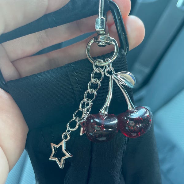 Y2k Cherry Keychain | 8 Color Options | Bag Charm | Zipper Pull ...