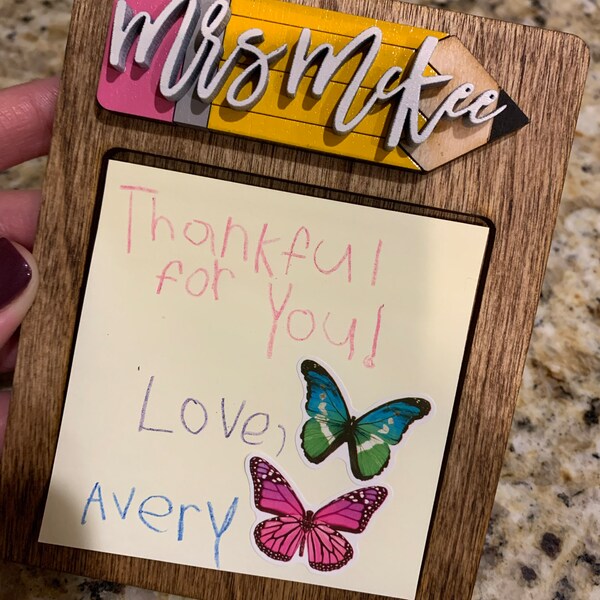 Teacher Sticky Note Holder, Personalized Teacher Gift, End of School ...