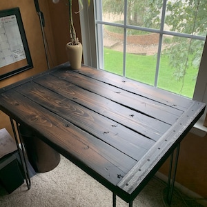 Tortured Reclaimed Distressed Industrial Wood Desk With Rebar Hairpin ...