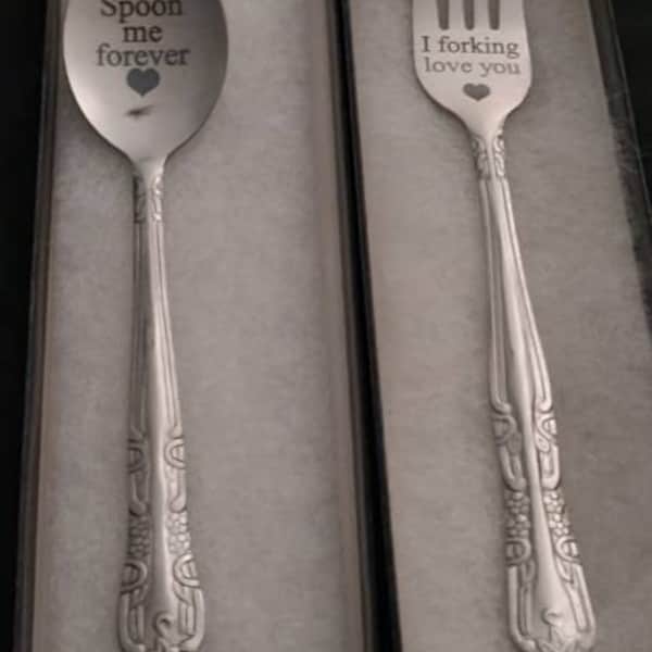 I Forking Love You Spoon Me Forever Personalized Cutlery for Him Her Engraved Fork Valetines Day ...
