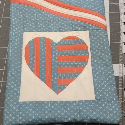 Mod Heart Foundation Paper Piecing FPP Pattern Striped Heart Quilt ...