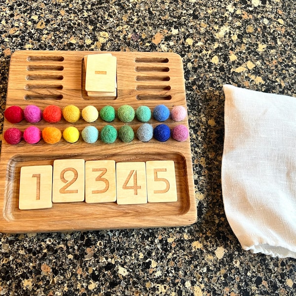 Montessori Math Counting Board With Number Cards 1-20 Educational Toy ...