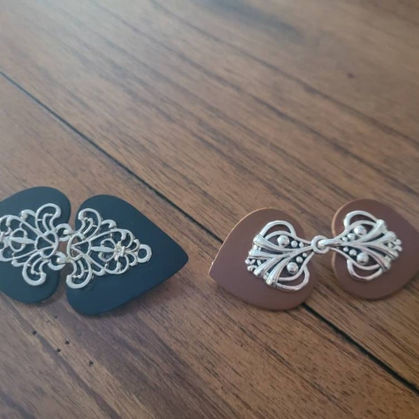 Cinch Clip | Cloak Clasp | Silver & Brown Leather Dress Clips | Waist ...