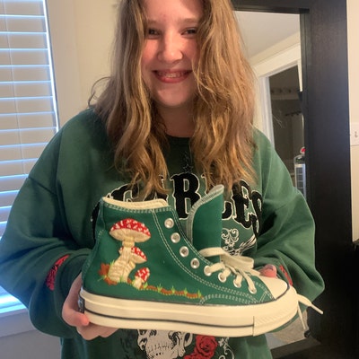 Custom Sneakers Embroidered/ Ghost Embroidered Converse/ Halloween ...