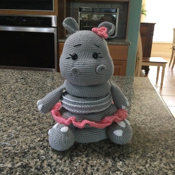 Hippo Stacking Toy Crochet Pattern, Amigurumi Safari Animal Nursery Decoration, Ring Tower ...