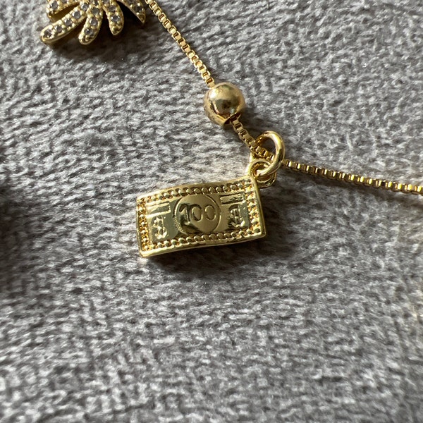 1x 100 Dollar Bill Money Charm 24k Gold Charm Fortune Pendant Charm ...