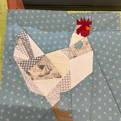 Chicken, 12 Inch Foundation Quilt Block Pattern From the Farm Animal ...