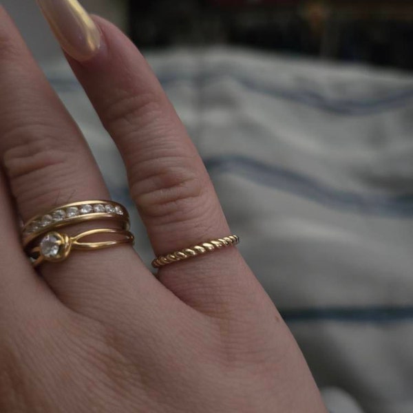 Twist Rope Ring in 14K Gold / 2 MM Gold Braided Ring / Twisted Rope ...