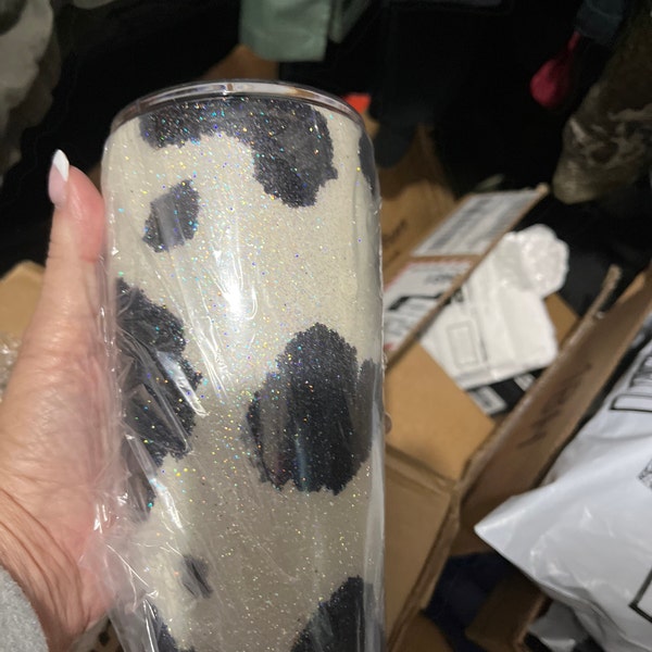 Cow Print Stanley, Cowprint, Custom Tumbler, Glitter Tumbler, Cowhide ...