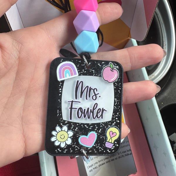 Teacher Subject Lanyard - Personalized Lanyard for ID Badge - Beaded ...