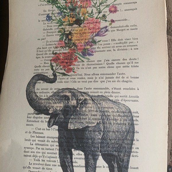 Elephant With Flowers - Love Book Print - Elephant in Love - Printed ...