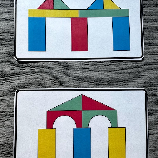 Wooden Block Flashcards - Building Blocks - Patterns, Shapes, Colors ...