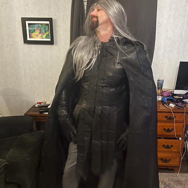 Genuine Pure Black Leather Armoured Hooded Cloak Leather Viking Cloak ...