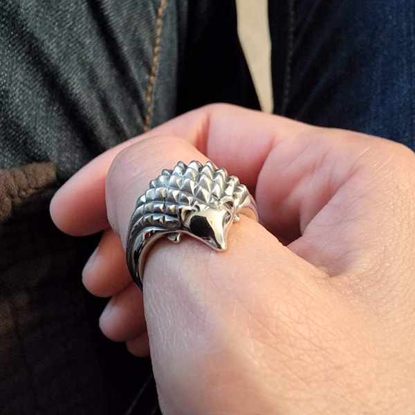 Hedgehog Ring Silver - Etsy Australia