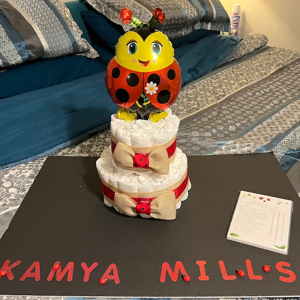 Ladybug Diaper Cake, 3 Tier or 2 Tier Ladybug Themed Diaper Cake ...