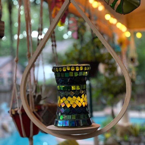 Large Wooden Plant Hanger, Tear Drop Planter, Planter With Saucer, Air ...