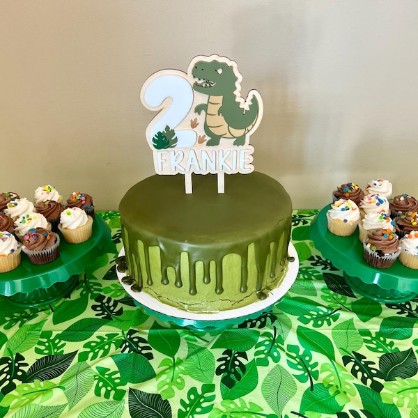 Personalized Dinosaur Cake Topper, Dinosaur Themed Birthday, Boy Dino ...