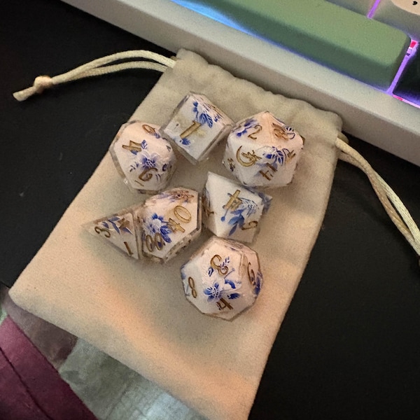 Regal Porcelain Dice | Teacup Dice | Floral Dice | Artisan Resin Dice ...