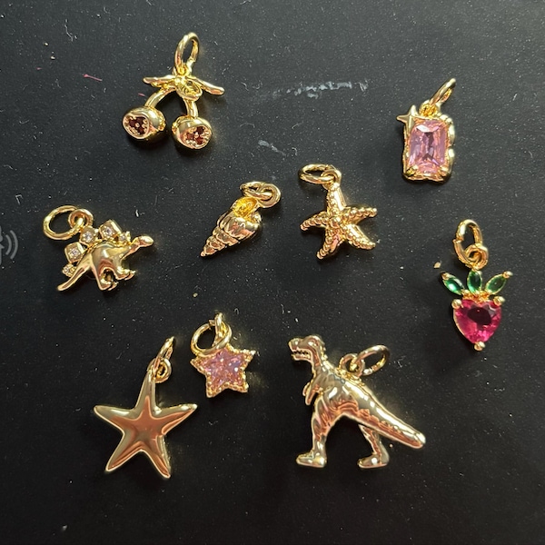 14K Gold Filled CZ Celestial Star Add-on Charm Mini Star Charm ...
