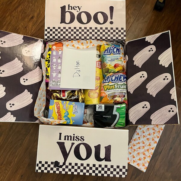Halloween Care Package Sticker Kit: "i Miss You Boo" Box Flaps - Etsy