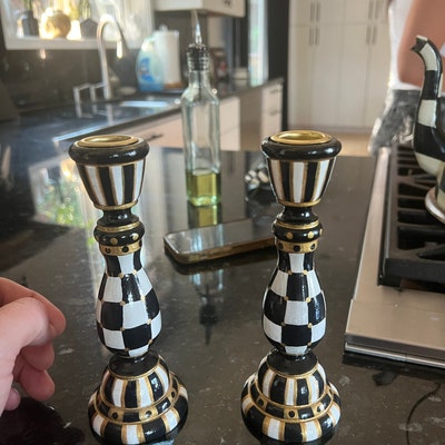 Black White Pumpkins Fall Pumpkin Table Centerpiece Checkered Fall ...