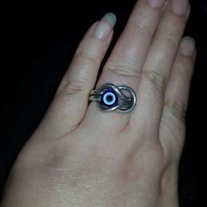 Blue Evil Eye Ring Evil Eye Jewelry Protection Rings Adjustable Ring ...