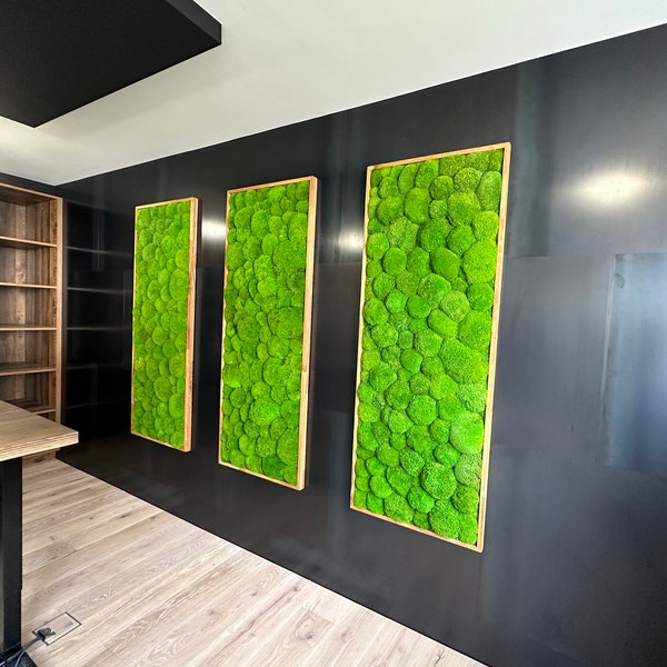 Moss Picture Ball Moss Solid Wood Frame Oiled Oak Moss Landscape - Etsy