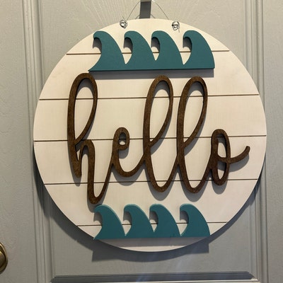 Welcome Southern Farmhouse Wooden Door Hanger Sign Sunflower - Etsy
