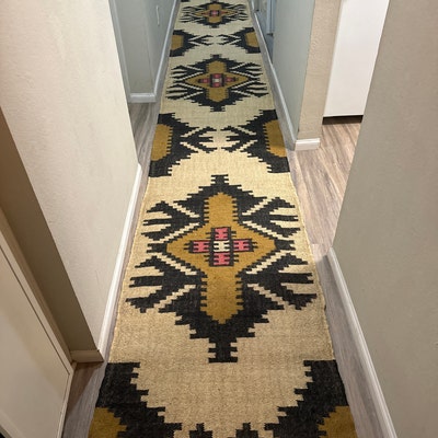 Handmade Kilim Runner, Multicolor Jute Rug Wool Rug Kilim Dhurrie ...