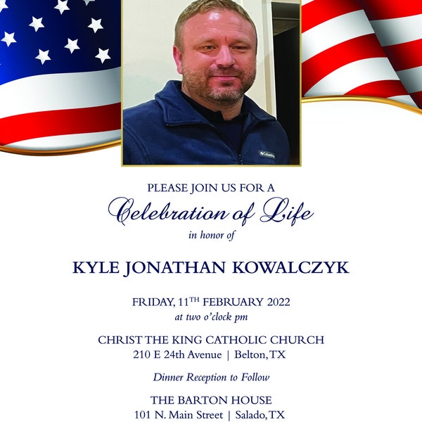 Military Funeral Invitation Template, Celebration of Life Invitation ...
