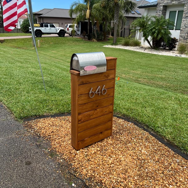 Solid Wood Classic Cedar Mailbox Stand ~ Farmhouse Modern | Unfinished ...