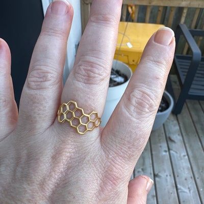 925K Silver Honeycomb Ring, Minimal Bee Comb Ring, Hexagon Shape Band ...